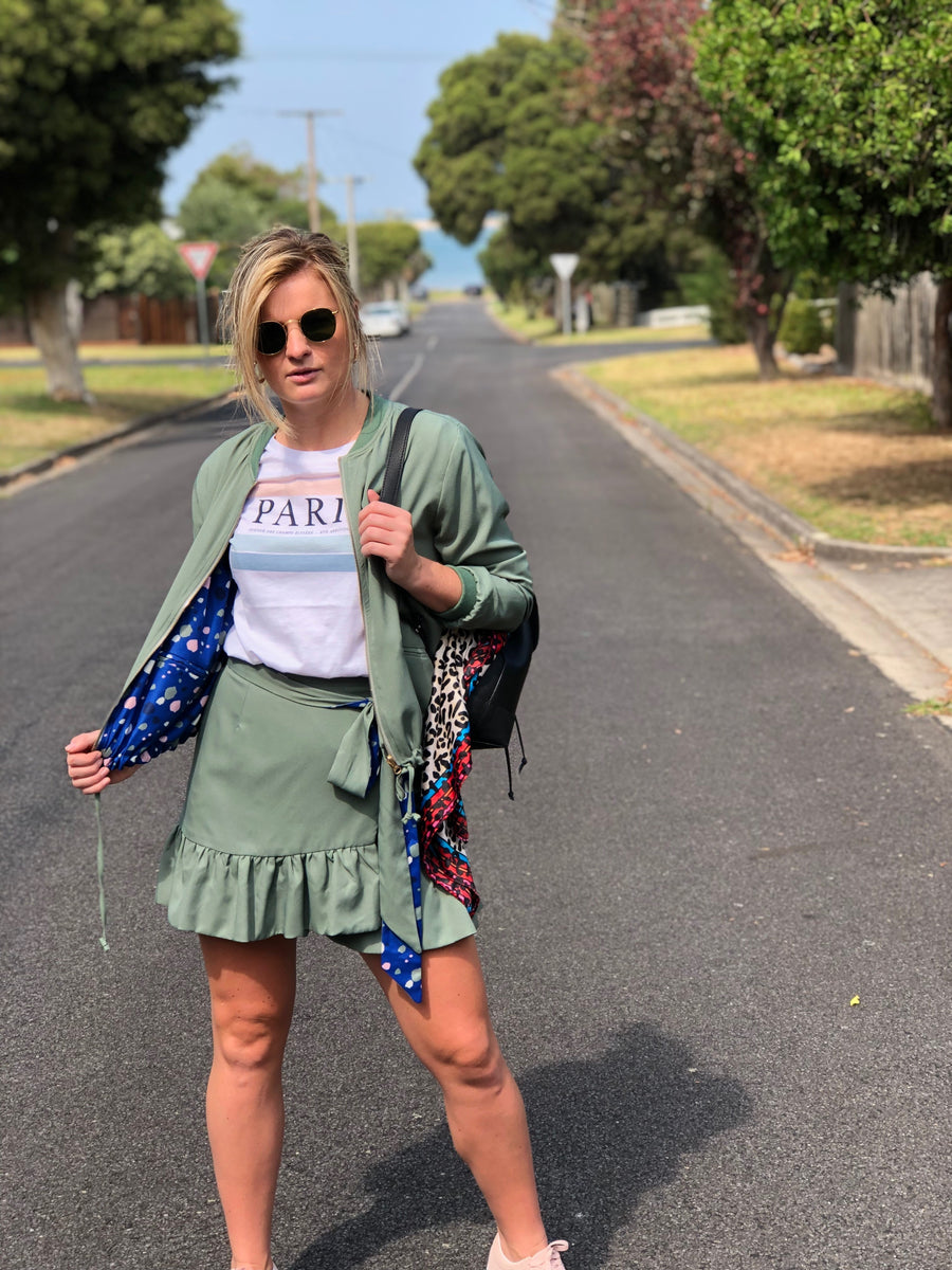 Khaki Kandy Bomber Jacket – One Eighty Clothing